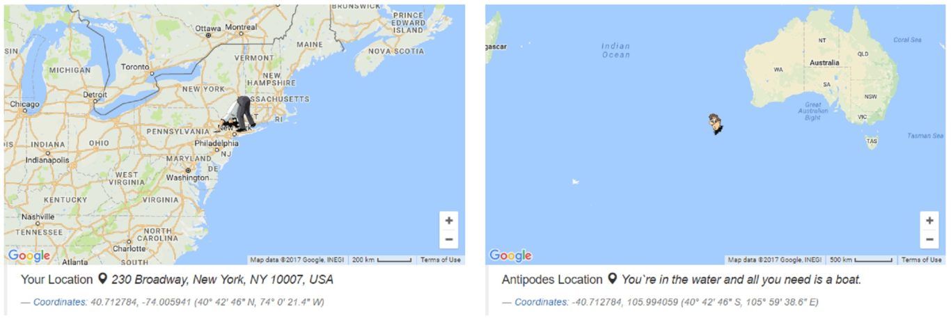 A new interactive map shows where you end up if digging straight down ...