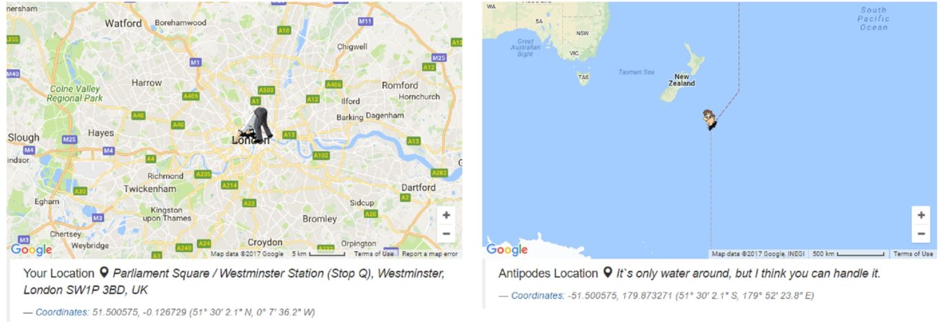 A new interactive map shows where you end up if digging straight down ...