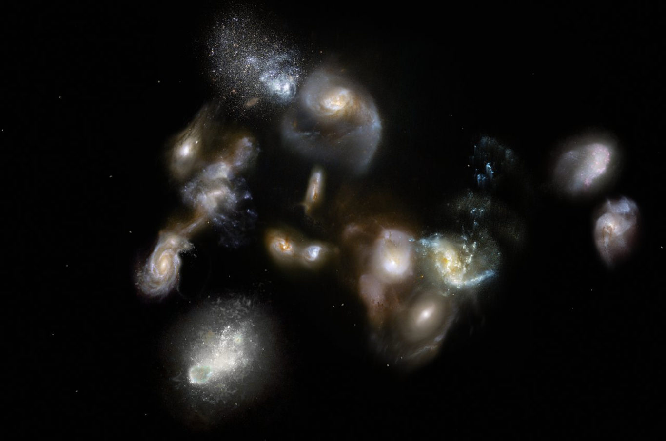 All you need to know as scientists witness 14 galaxies merge 12bn years ...