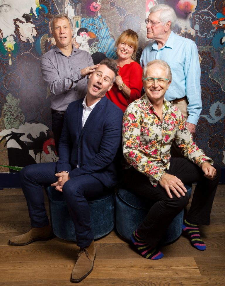 Six Blue Peter hosts pictured together again with no sticky-back ...