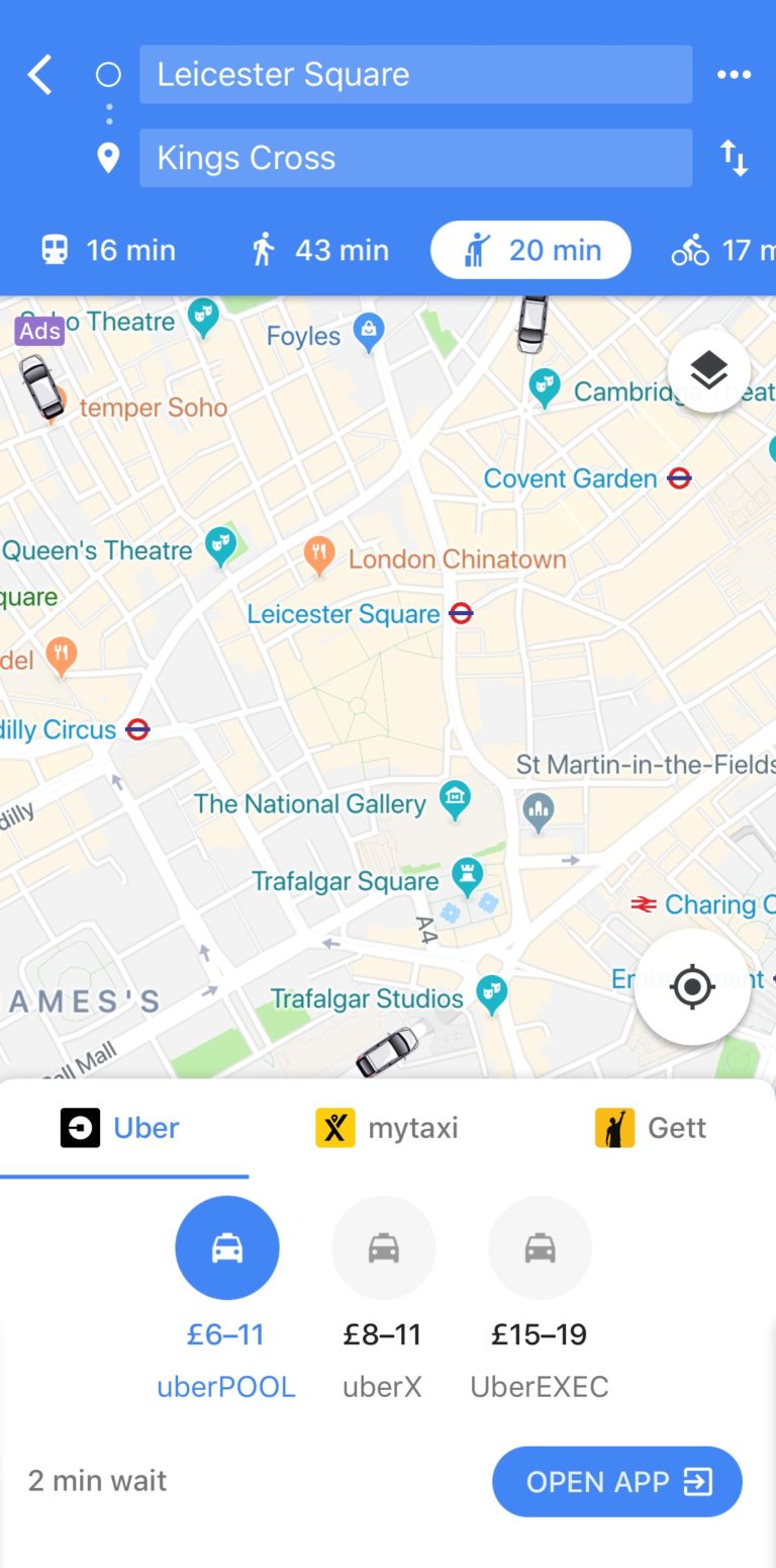 Uber booking no longer possible in Google Maps on Android