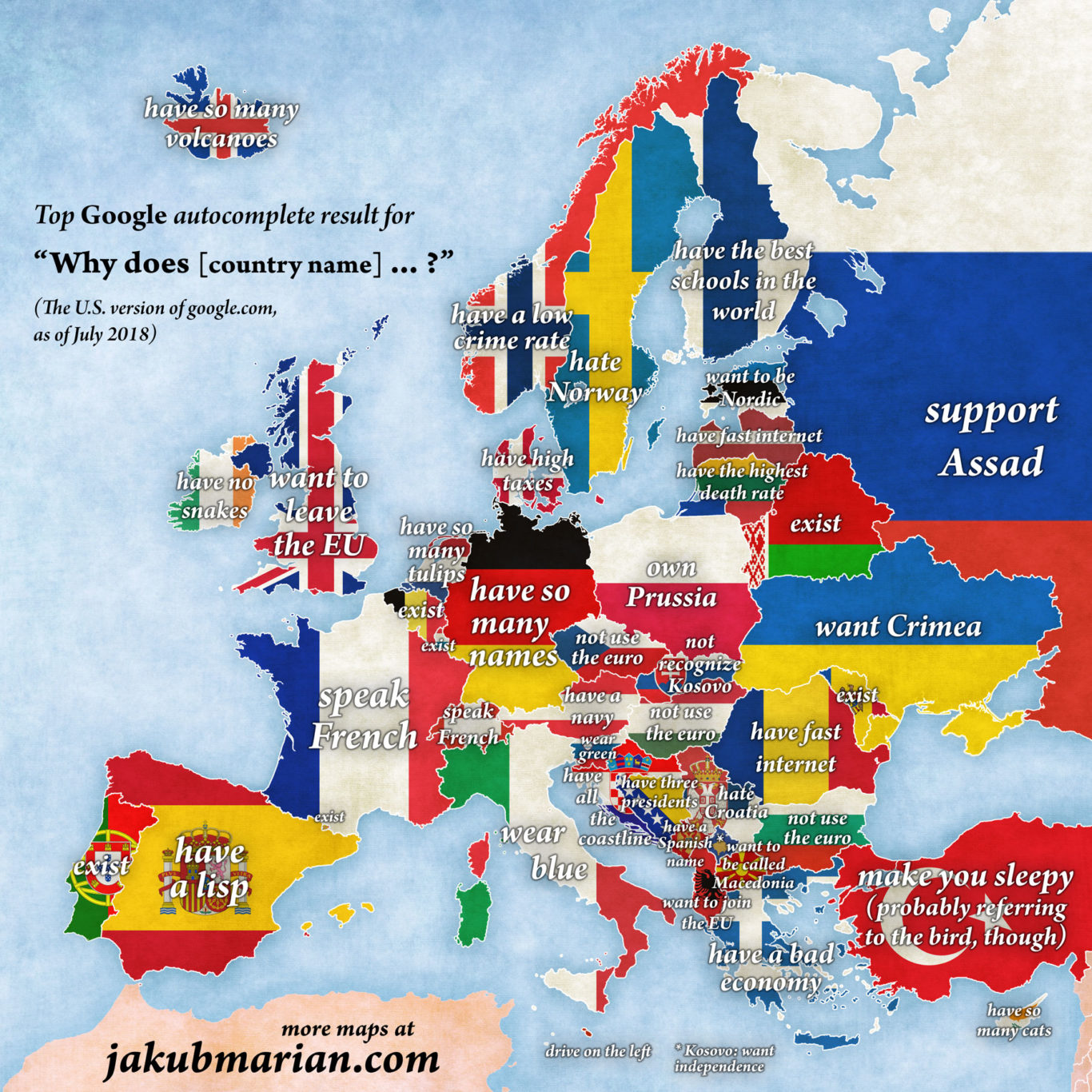 This clever map reveals the questions Americans Google about European ...