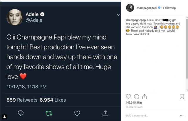 Drake overwhelmed as he learns Adele was at his concert – and loved it ...