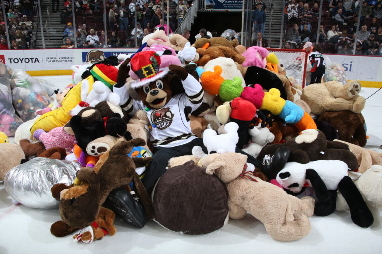 More than 34,000 teddy bears thrown onto hockey rink in world record ...