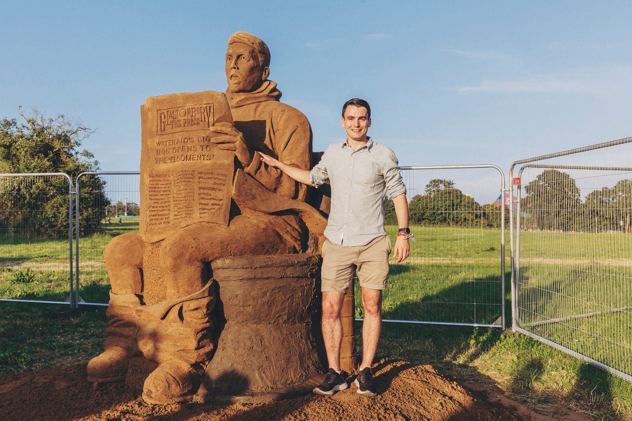 Huge mud toilet sculpture unveiled at Glastonbury to warn against ...