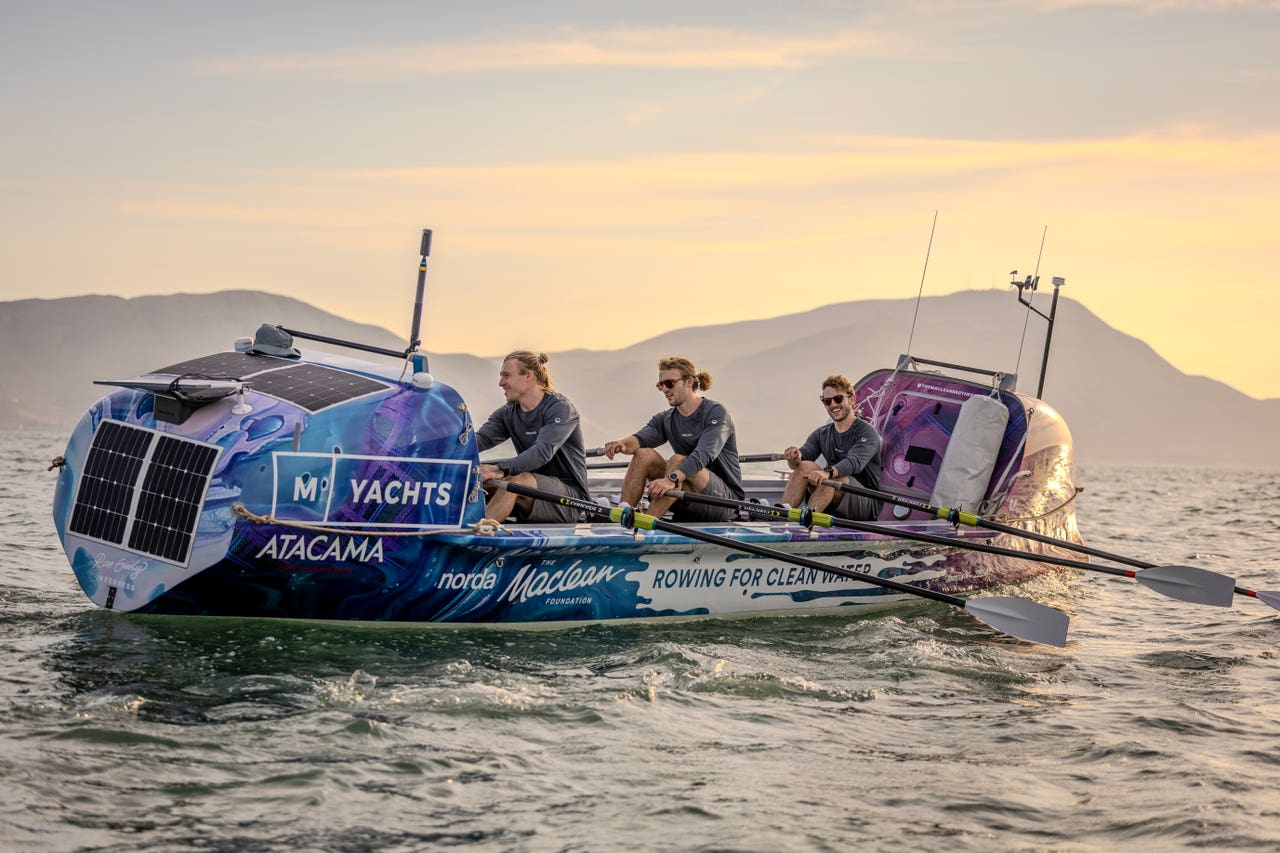 Brothers aiming to break Pacific rowing record depart with haggis for ...