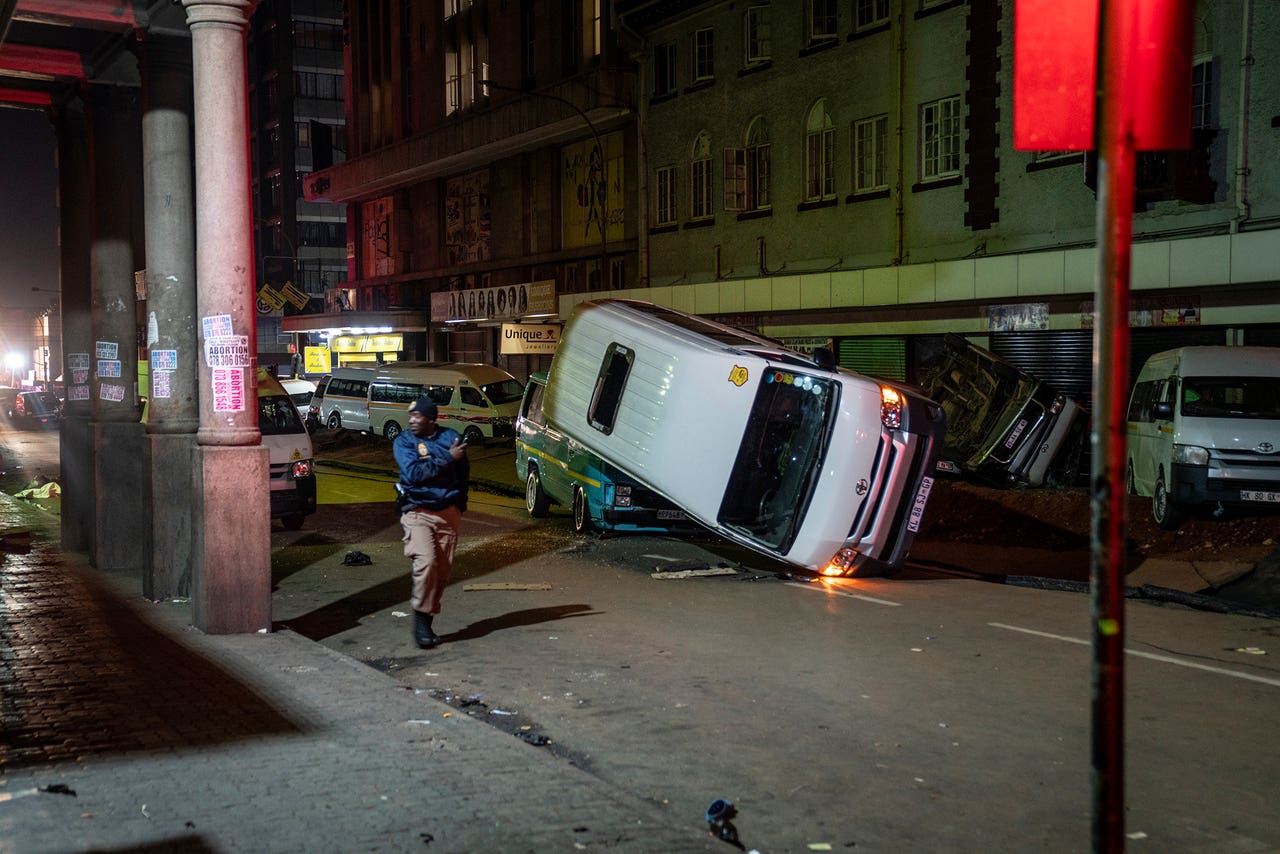 Suspected underground gas explosion rips open roads in Johannesburg ...