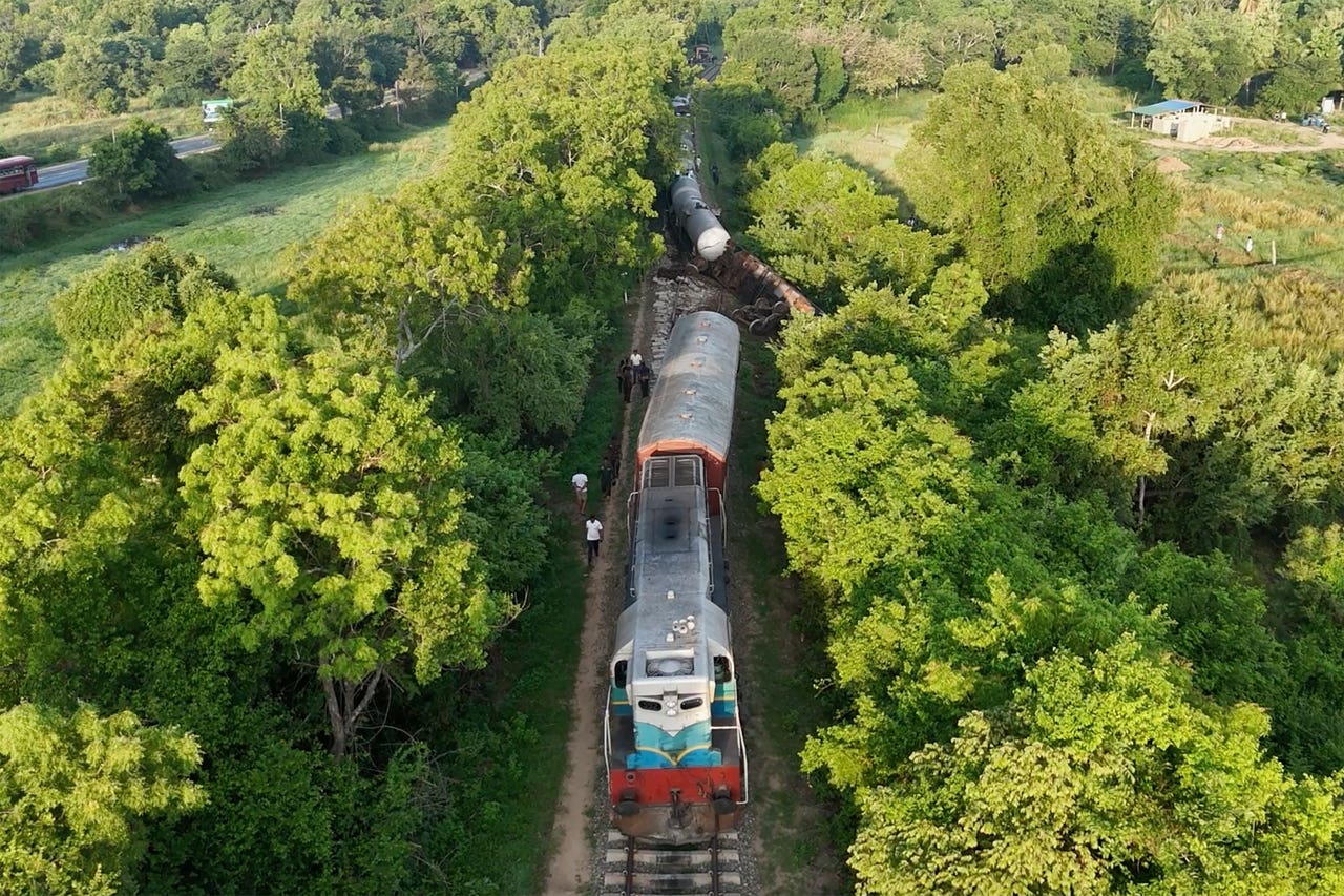 Train kills two wild elephants in Sri Lanka as fuel tankers derail ...