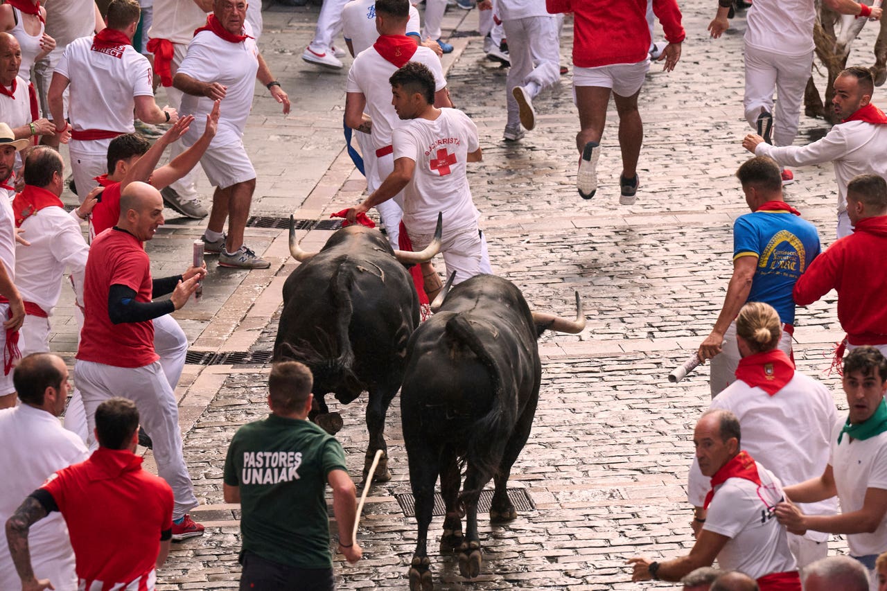 Pamplona holds opening bull run during Spain’s San Fermin festival | Dumbarton and Vale of Leven ...