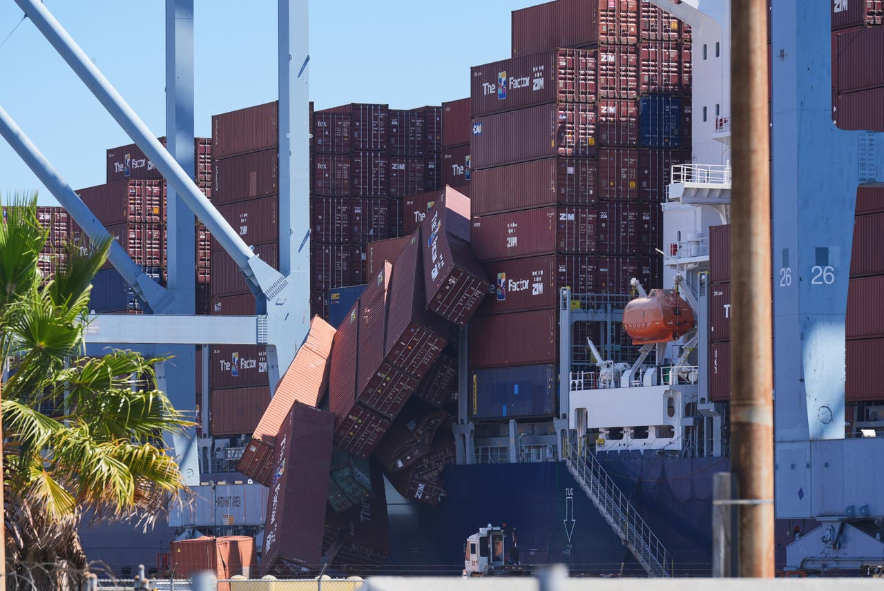 More than 60 containers fall off ship in Californian port ...