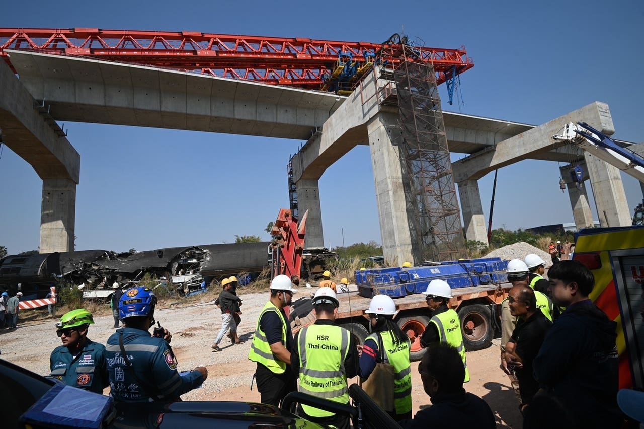 32 killed as crane collapses on to passenger train in Thailand | Surrey ...
