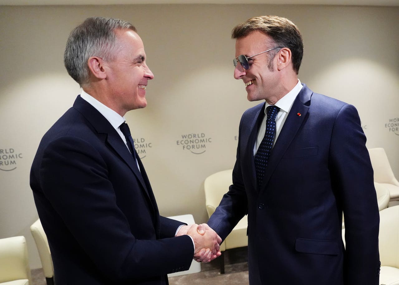‘Top Gun’ shades for Macron in Davos as he battles eye condition | York ...