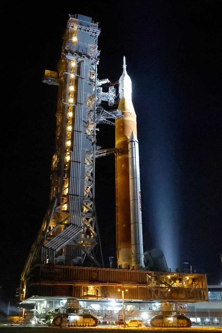 Nasa hauls repaired Moon rocket back to pad ahead of planned launch in ...